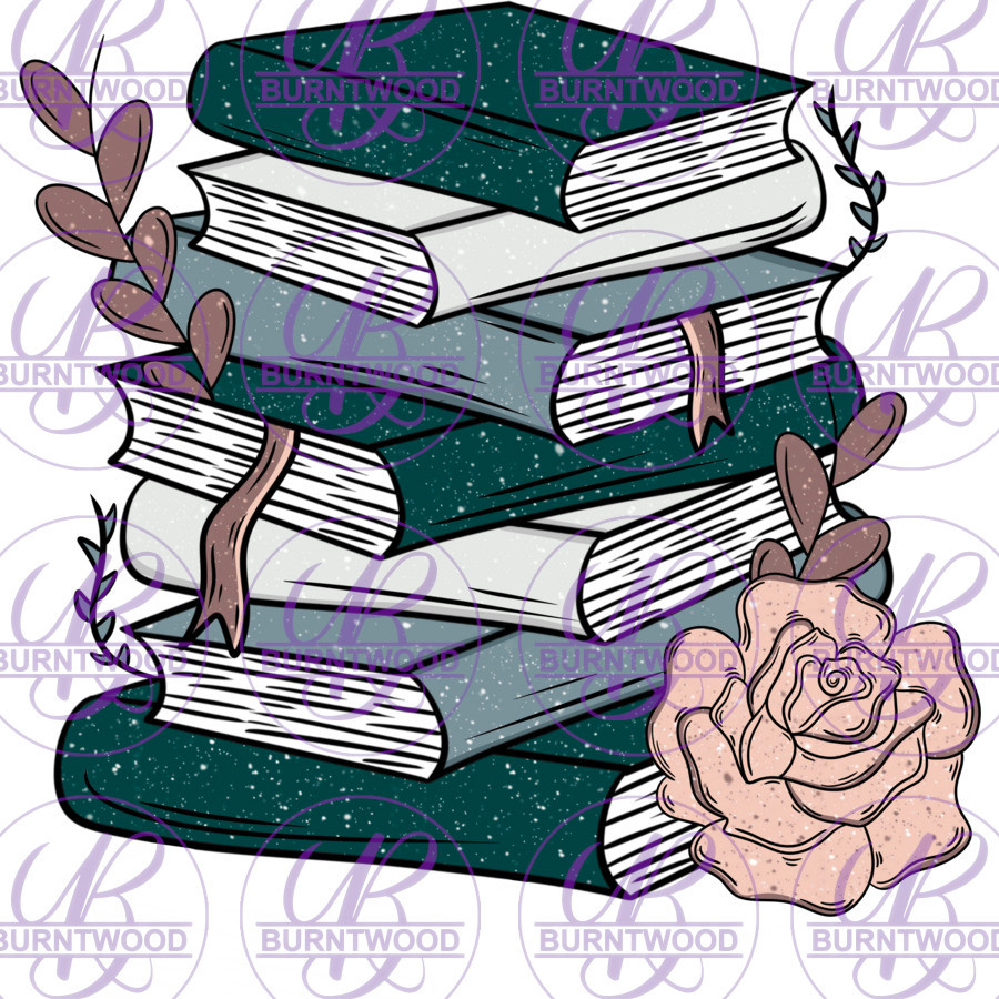DTF - Floral Book Stack 0128