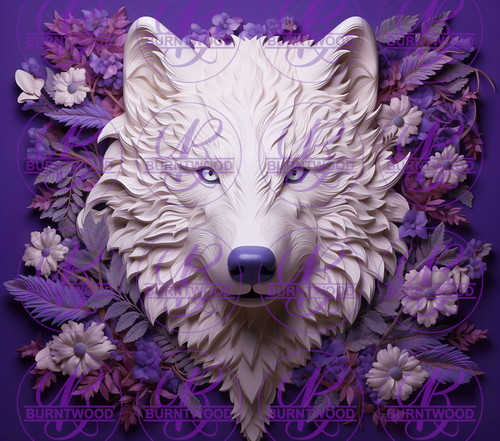 3D White And Purple Wolf 7826