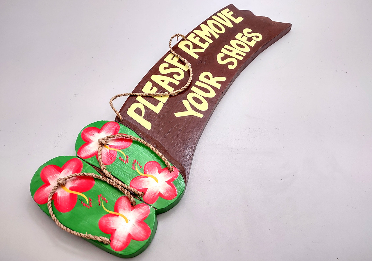 Beach Sign Please Remove Your Shoes Painted Wood (1 sign approx. 5x15 ...