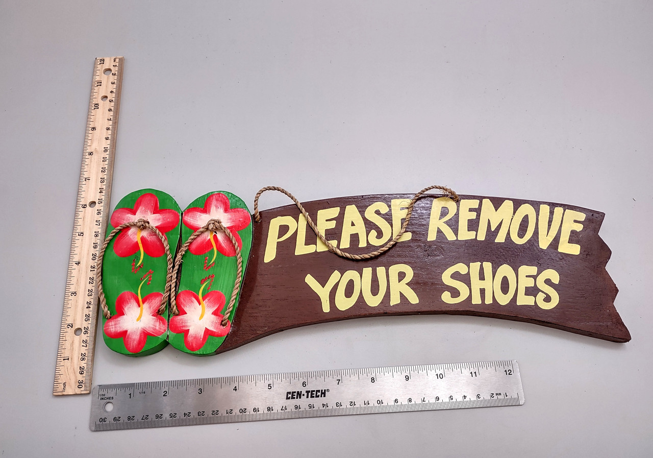 Beach Sign Please Remove Your Shoes Painted Wood (1 sign approx. 5x15 ...