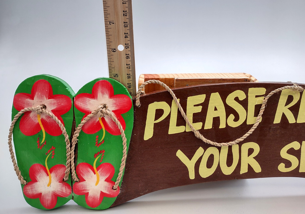Beach Sign Tiki Please Remove Your Shoes Painted Wood (1 sign approx ...