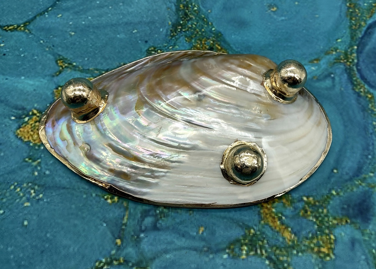 Silver Plated Footed Cabebe Clam Seashell Dish (1 shell dish approx. 7 ...