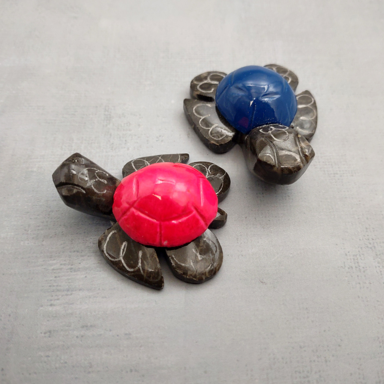 Painted Marble Stone Grey Sea Turtles (set of 2 stone figure approx. 2 ...