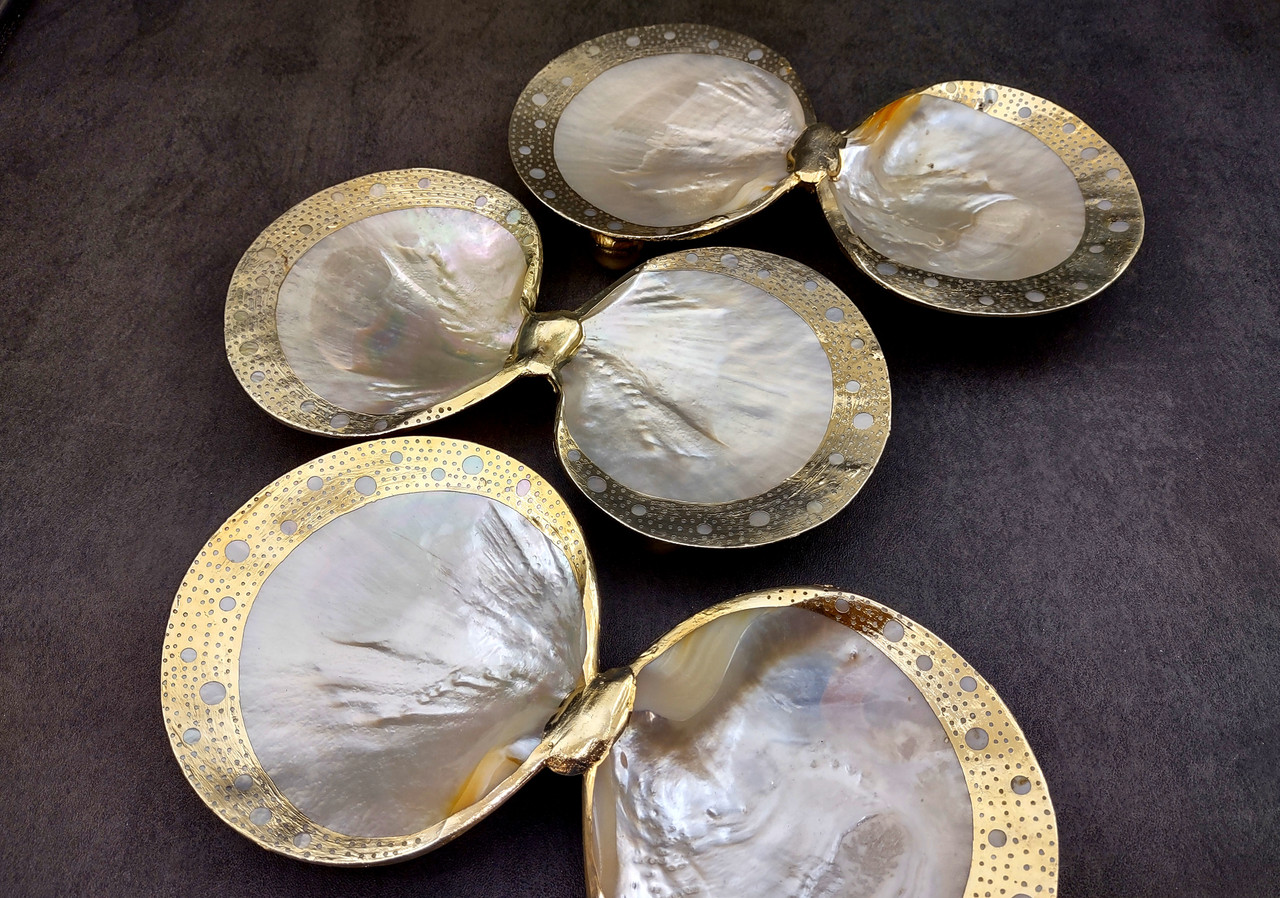 Silver Edged Oyster Seashell Dish Pearl Pinctada Maxima (1 dish approx ...