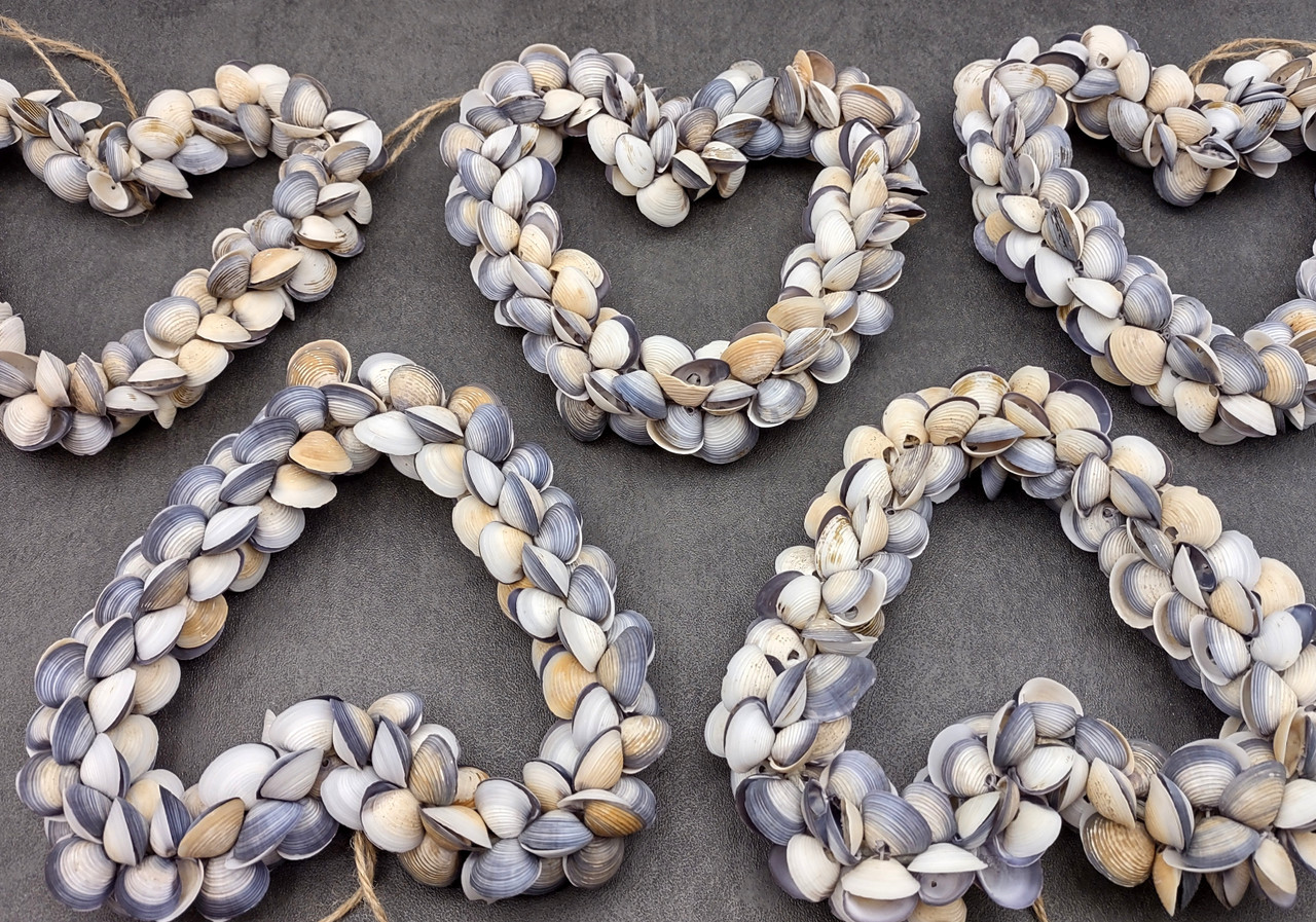Purple Clam Seashell Heart Wreath Cay Cay Shells (approx. 6+ inch heart ...