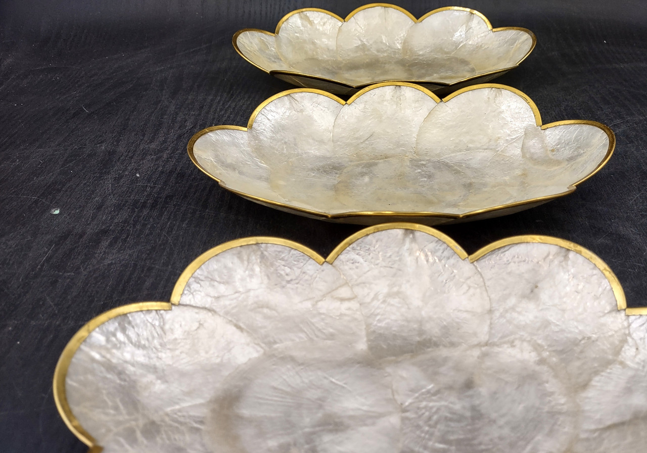 Gold Edged Oval Capiz Shell Dish (One shell dish approx. 8 inches ...