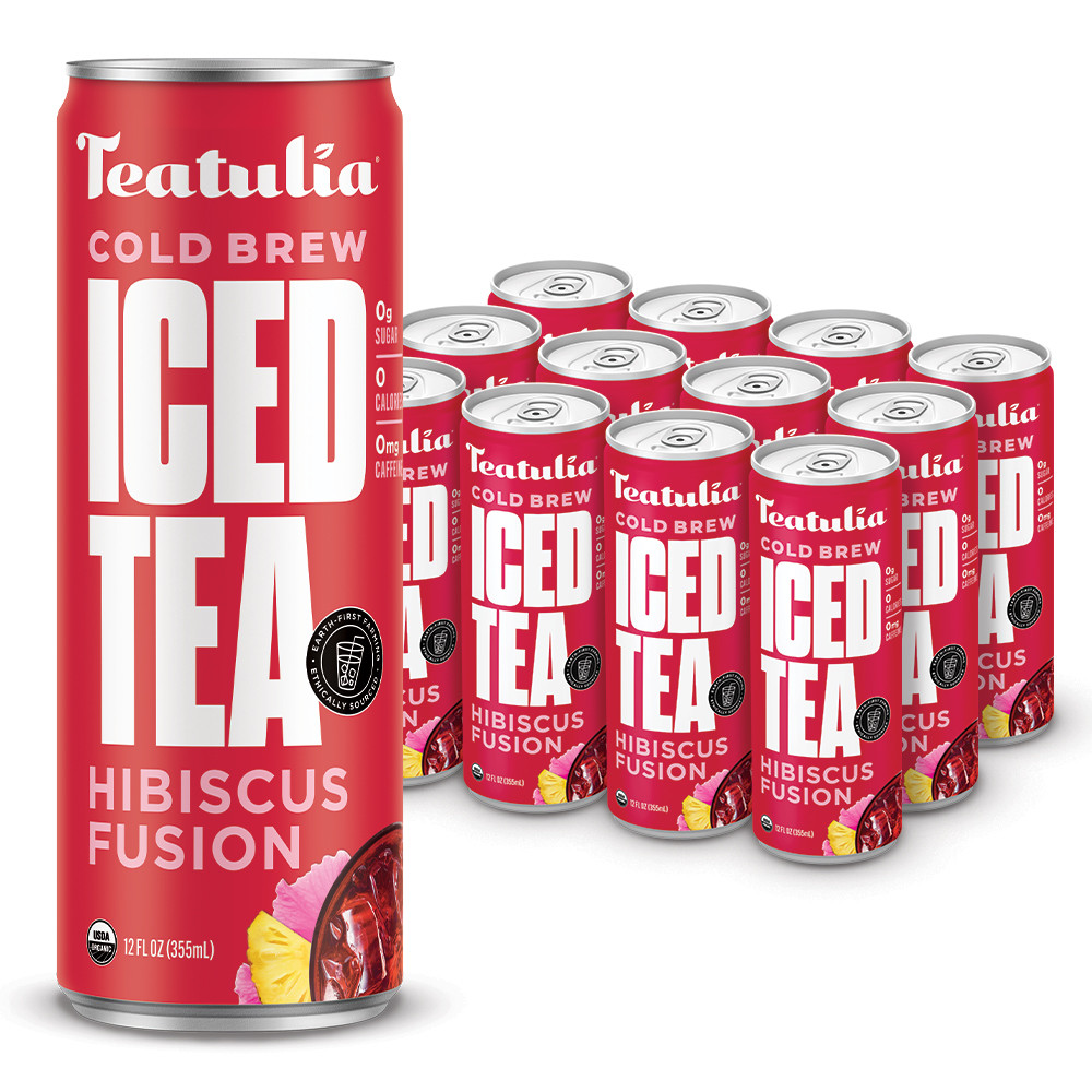 Teatulia Organic Hibiscus Fusion Canned Iced Tea Case
