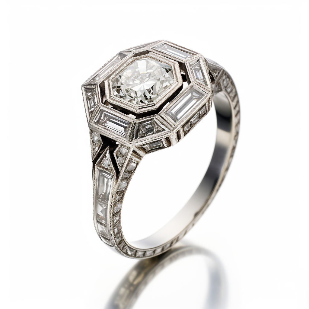 Showcase of previous Art Deco engagement rings - ASCHERON