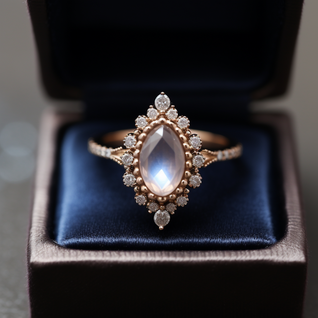 Rose gold moonstone engagement ring. - ASCHERON