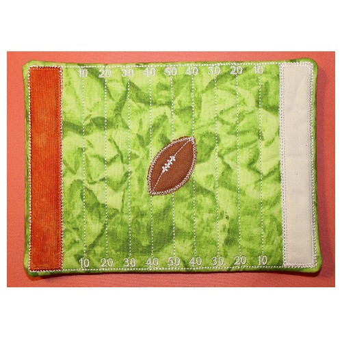 Football - Mug Rug - Coaster - Orange - Big Dog Sewing