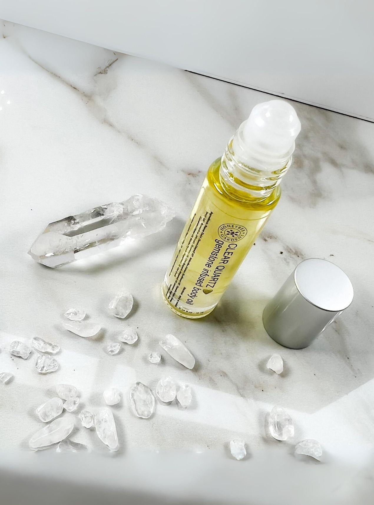 Clear Quartz Gemstone Infused Rollerball | Natural Vegan Fragrance ...