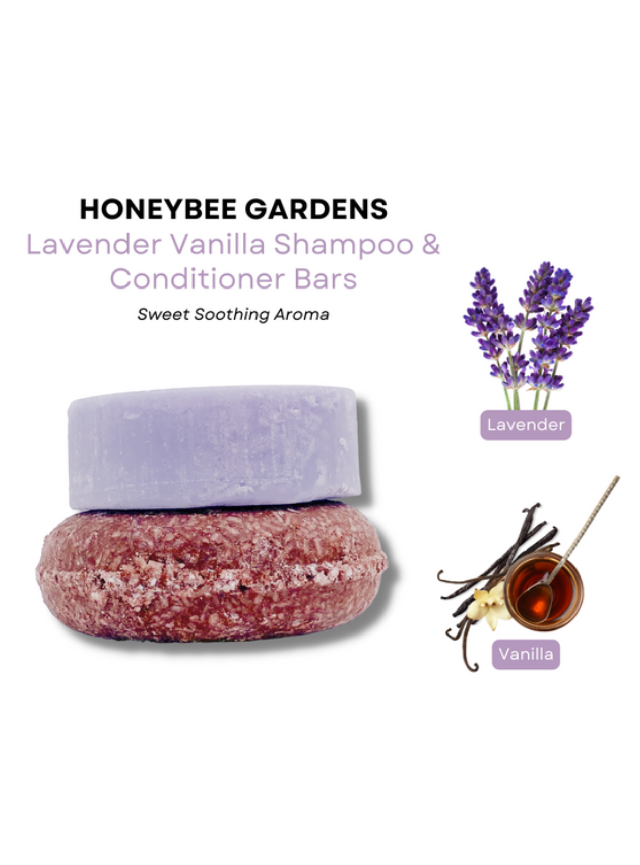 Lavender Vanilla Conditioner Bar | Soothing Vegan Hair Care | Honeybee ...
