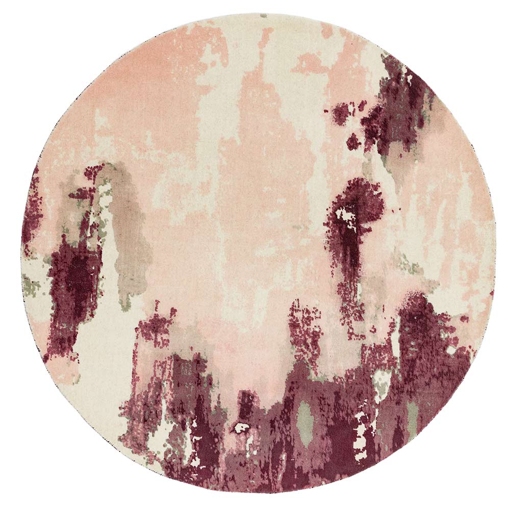Saturn Rug Pink Woolen Print | Land of Rugs