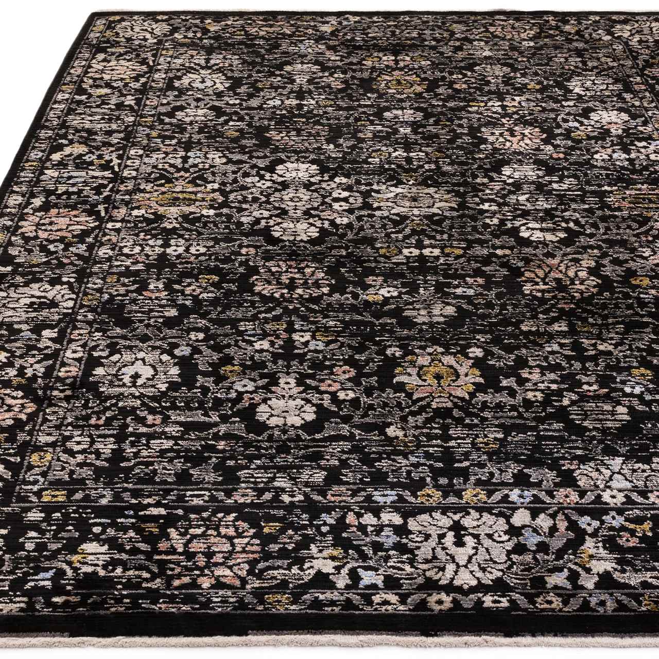 Sovereign Persian Style Black Vintage Floral Rug | Land of Rugs