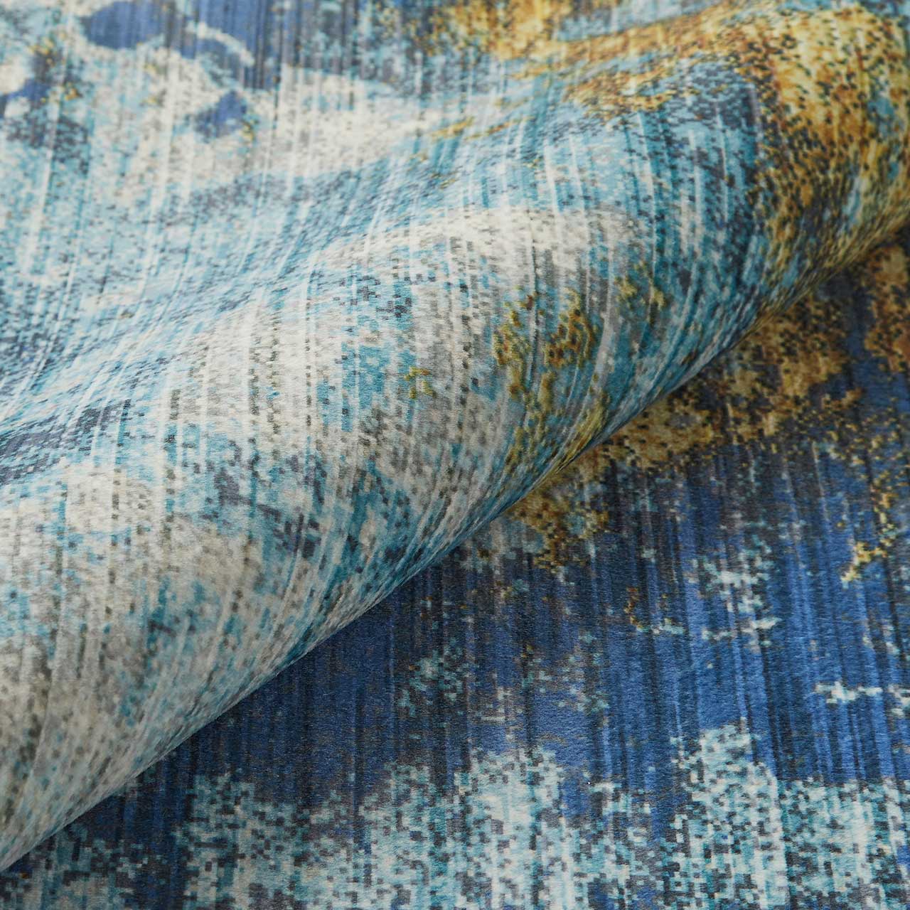 Washable Rug Modern Lux Blue Gold | Land of Rugs