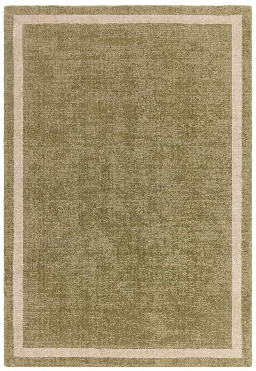 Albi Green Pure Wool Plain Rug | Land of Rugs