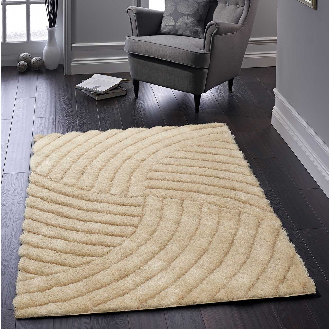 Carved Shaggy Rug Origins Dallas Champagne | Land of Rugs