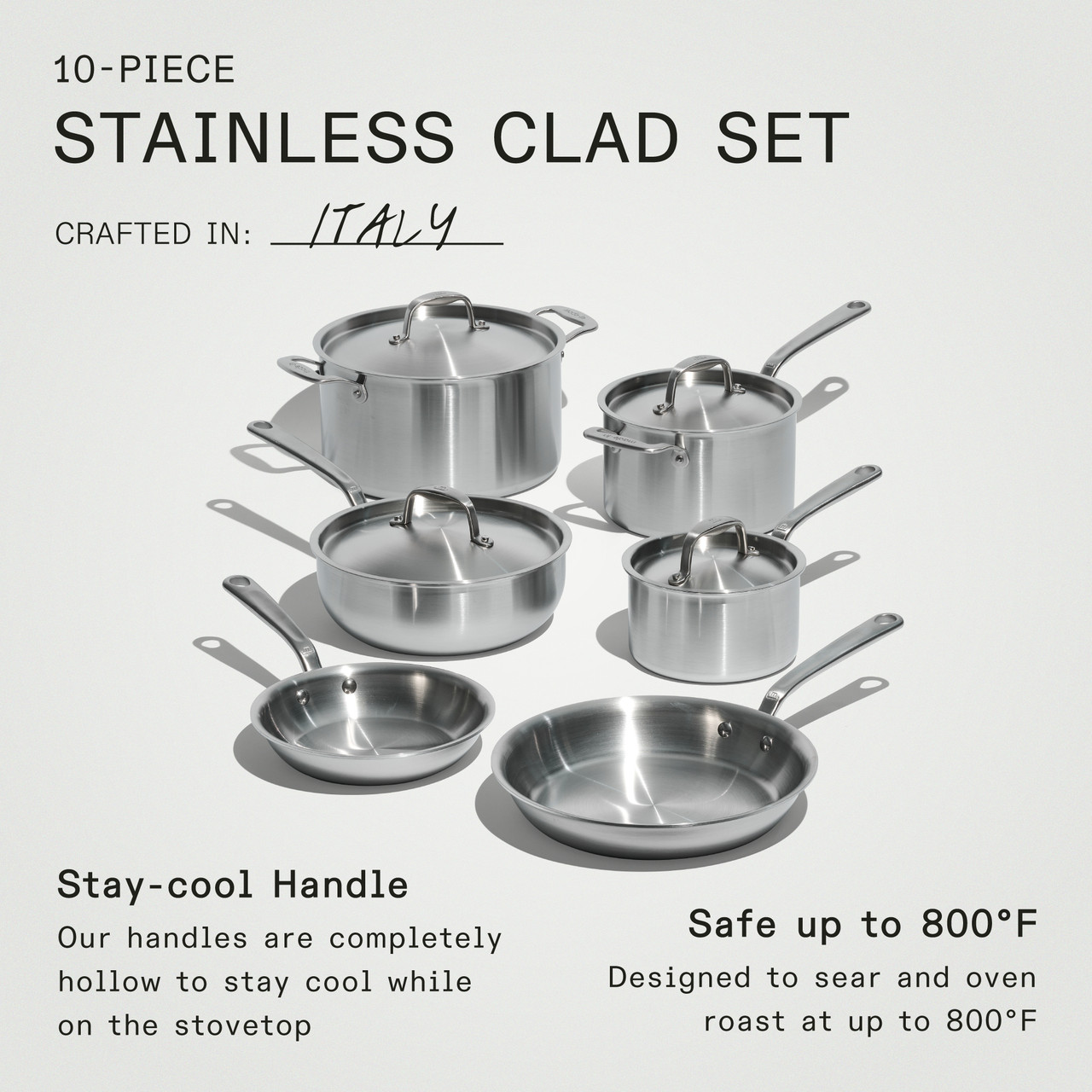 Made In Stainless Clad 10 Piece Cookware Set