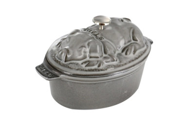 Staub Cast Iron 1 Quart Pig Cocotte - Graphite Grey