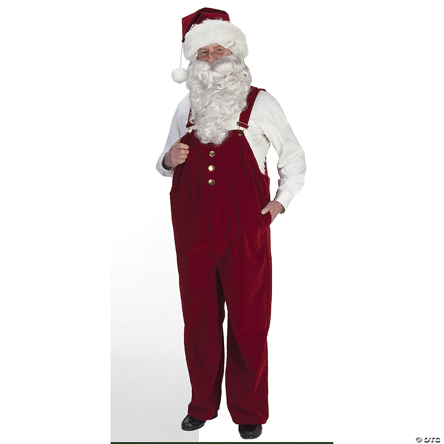 Burgundy Velvet Santa Overalls - LG - Halloween FX Props