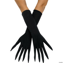 Black Pointy Finger Gloves Adult - Halloween FX Props