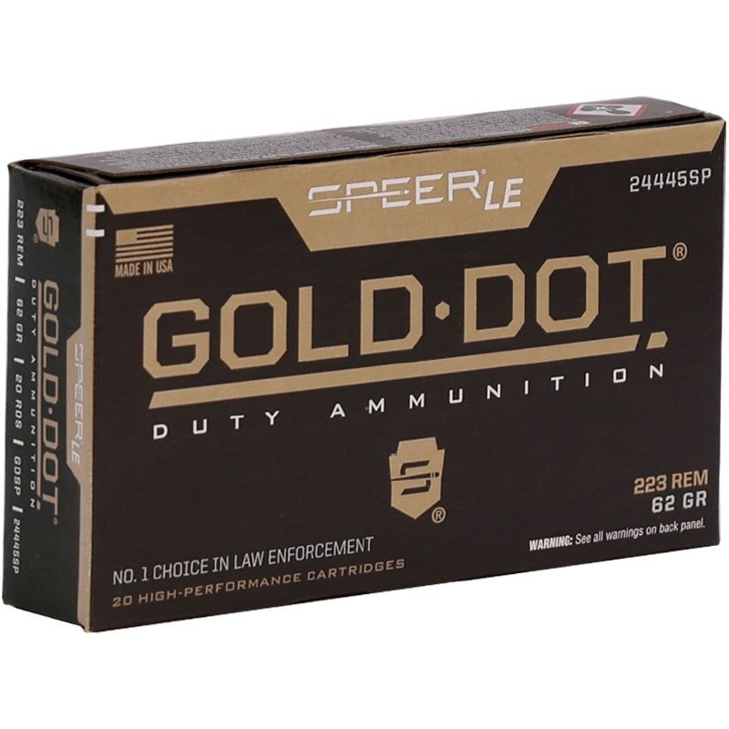 Speer Gold Dot Ammunition - 223 Remington - 62 Grain Gold Dot Soft ...