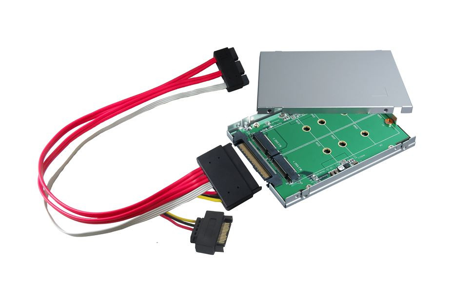 2.5" SATA Express to M.2 (B-Key) SSD x2 Adapter - M-FACTORS Storage