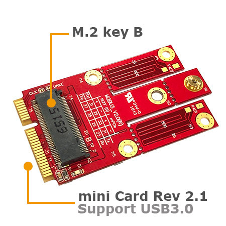 M2BU3S series (M.2 key B USB/SATA to Mini Card) - M-FACTORS Storage