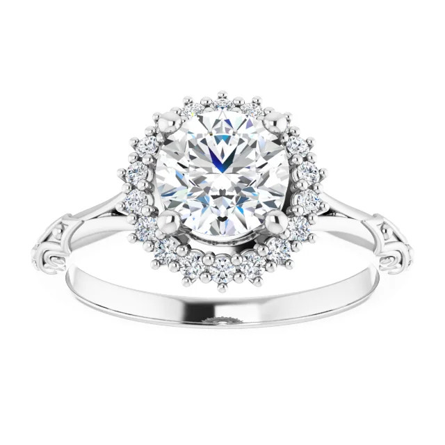 Athena Vintage-Inspired Halo Engagement Ring Setting | Gage Diamonds