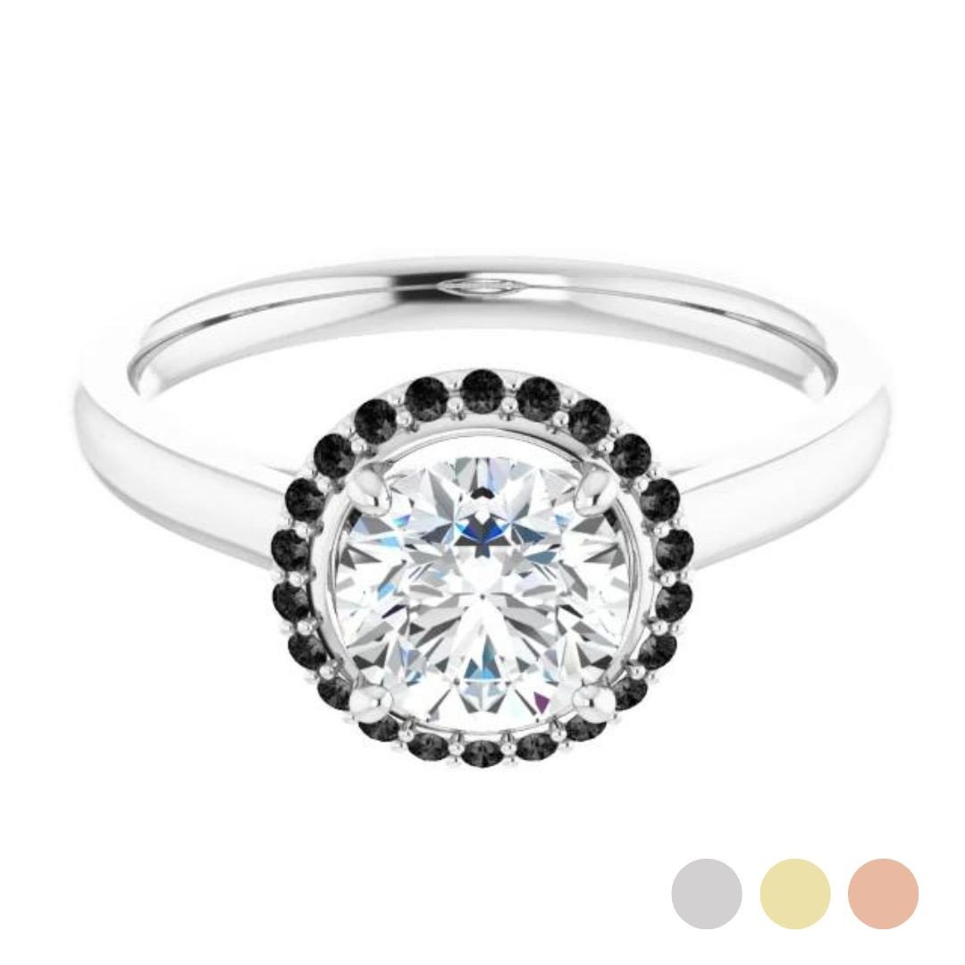 Stella Black Diamond Halo Engagement Ring Setting | Gage Diamonds