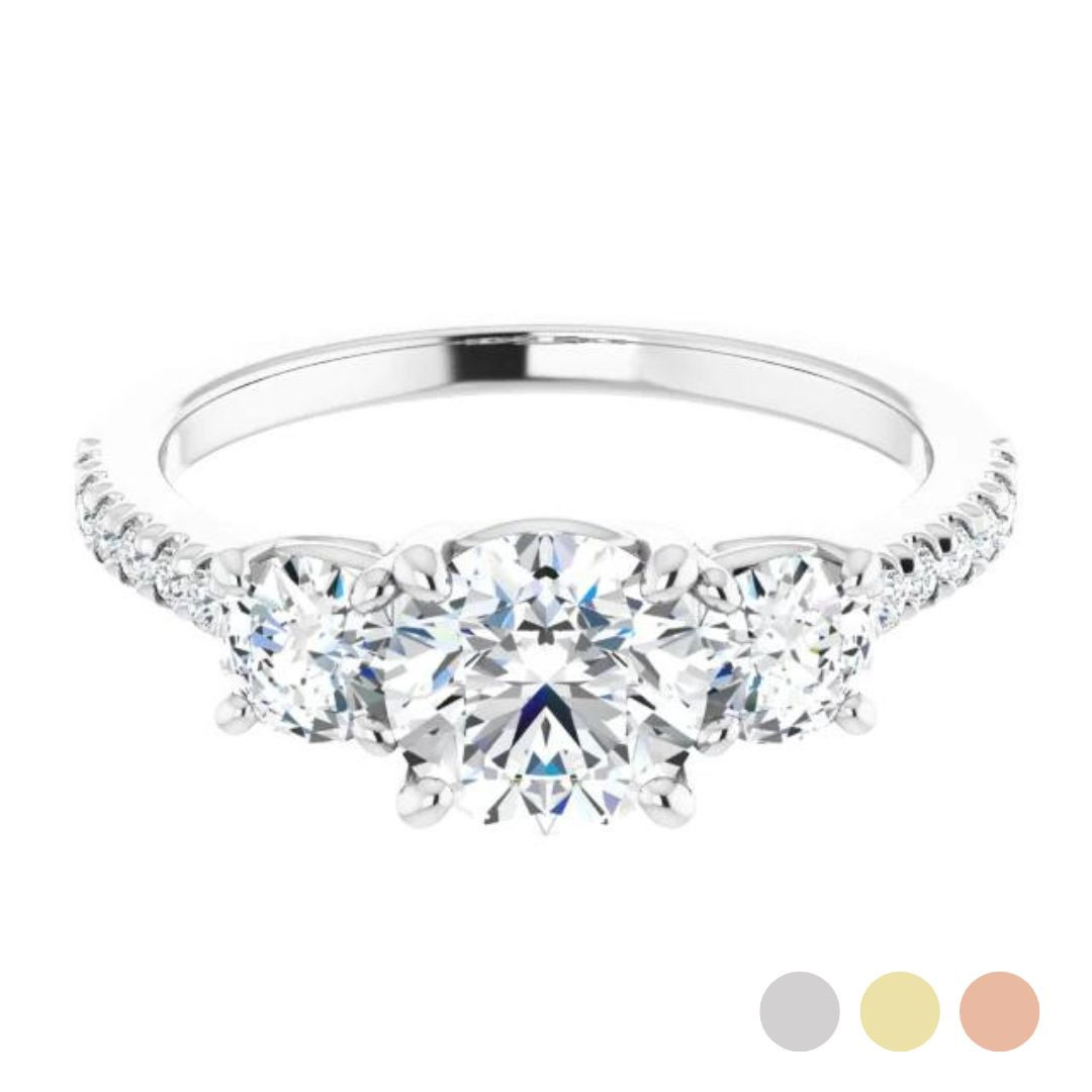 Mimi Three Stone Engagement Ring Setting | Gage Diamonds