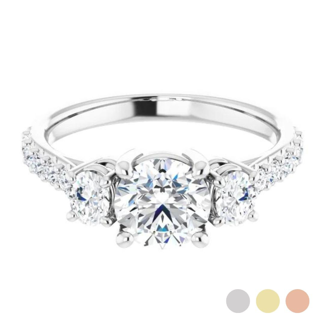 NadiaThree Stone Engagement Ring Setting | Gage Diamonds