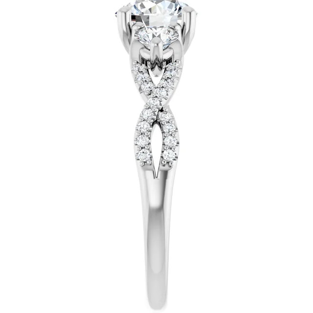 Mona Criss Cross Three Stone Engagement Ring Setting | Gage Diamonds