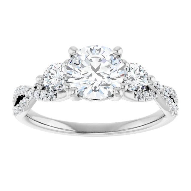 Mona Criss Cross Three Stone Engagement Ring Setting | Gage Diamonds