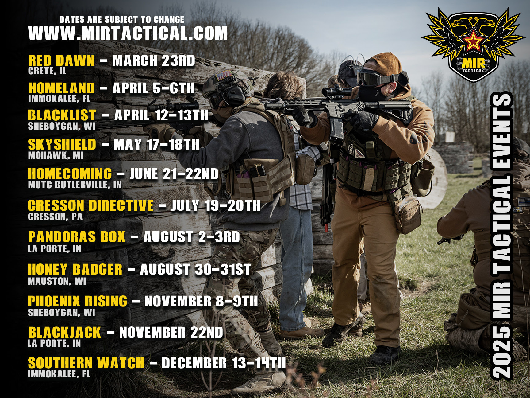 2025 Airsoft & MILSIM Events Calendar | MiR Tactical