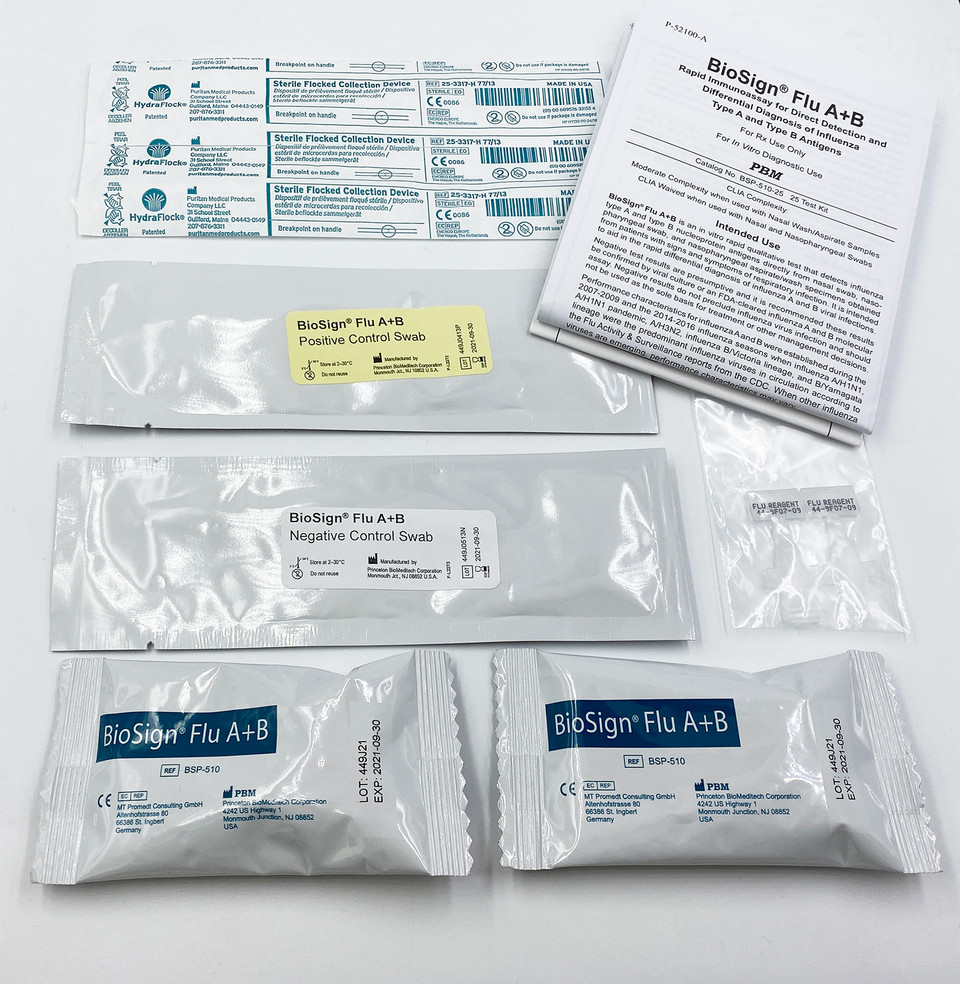 BioSign Influenza Flu Test Type A, B - Nasal Swab - CLIA Waived
