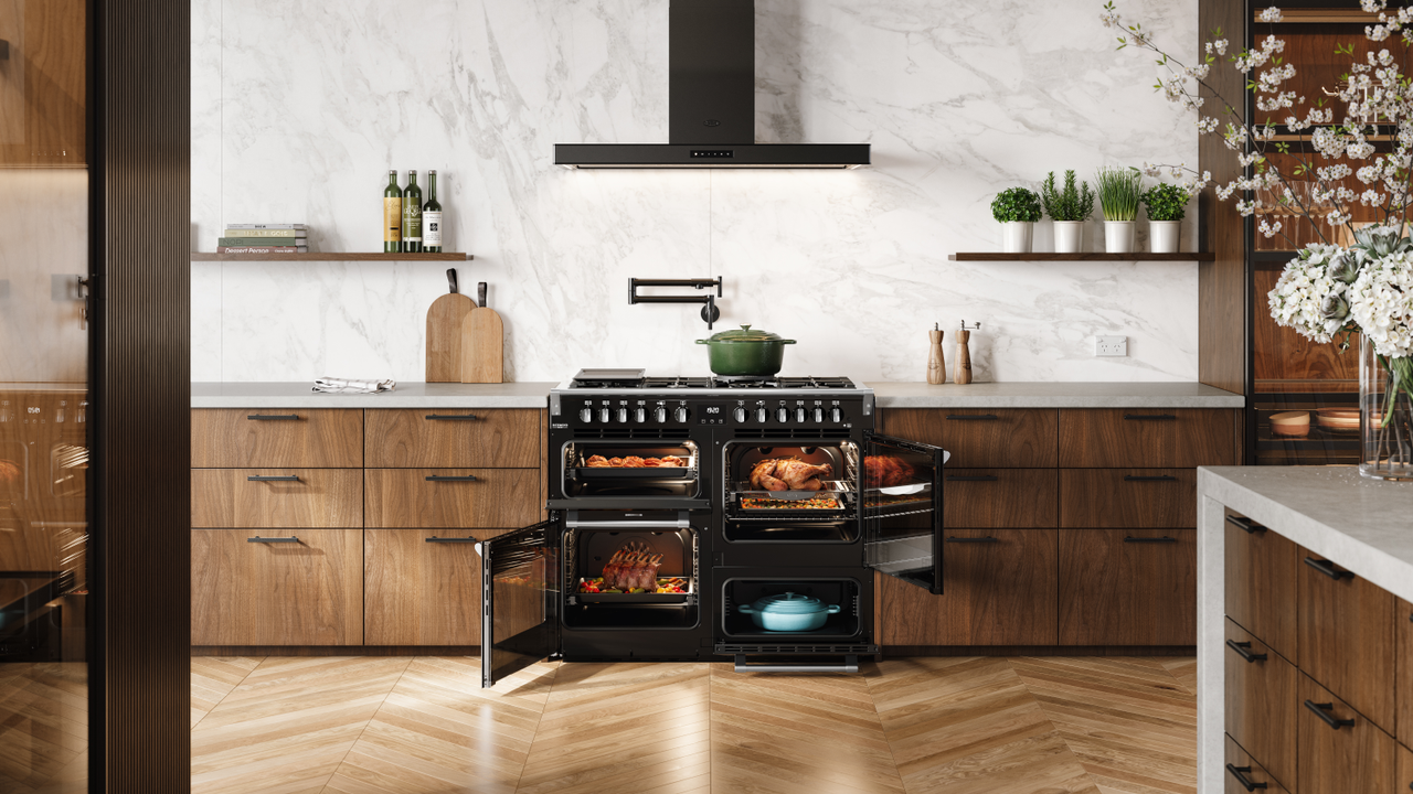 Belling Richmond Deluxe 110cm Dual Fuel Range Cooker BRDX110DFBL ...
