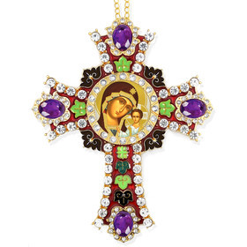 Jeweled Wall Cross - Theotokos - St. Paisius Monastery Gift Shop