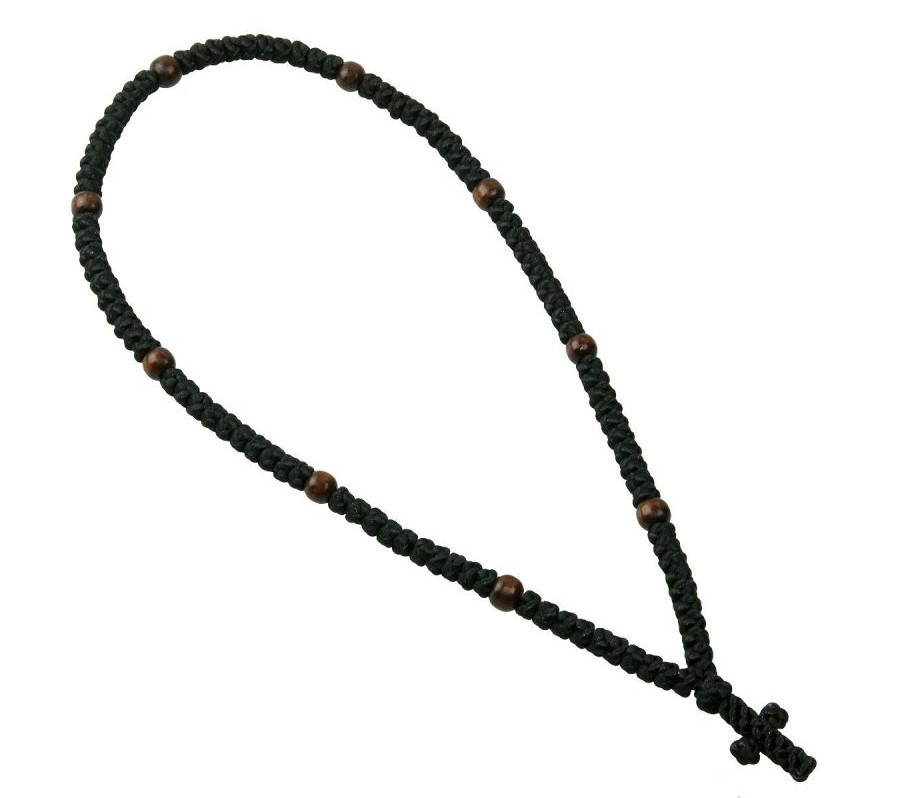 100 Knot Prayer Rope with Wooden Beads - St. Paisius Monastery Gift Shop