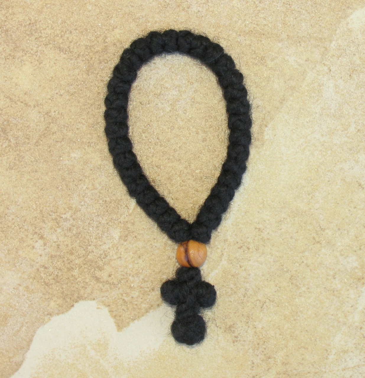 33-knot Greek Prayer Rope - 3 ply with Olive Wood Bead - St. Paisius ...