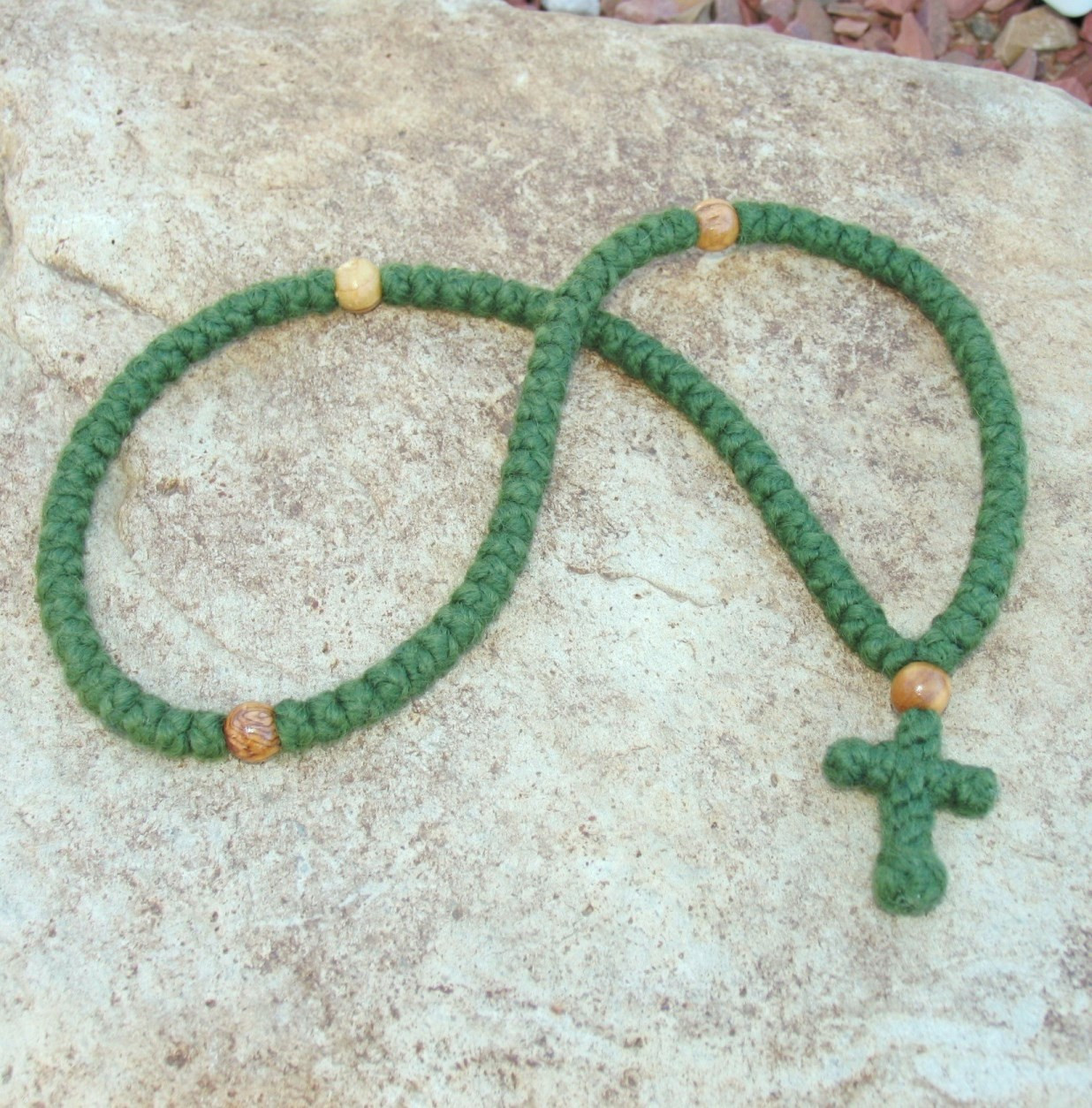 100-Knot Greek Prayer Rope - 4 ply Pine Green - St. Paisius Monastery ...