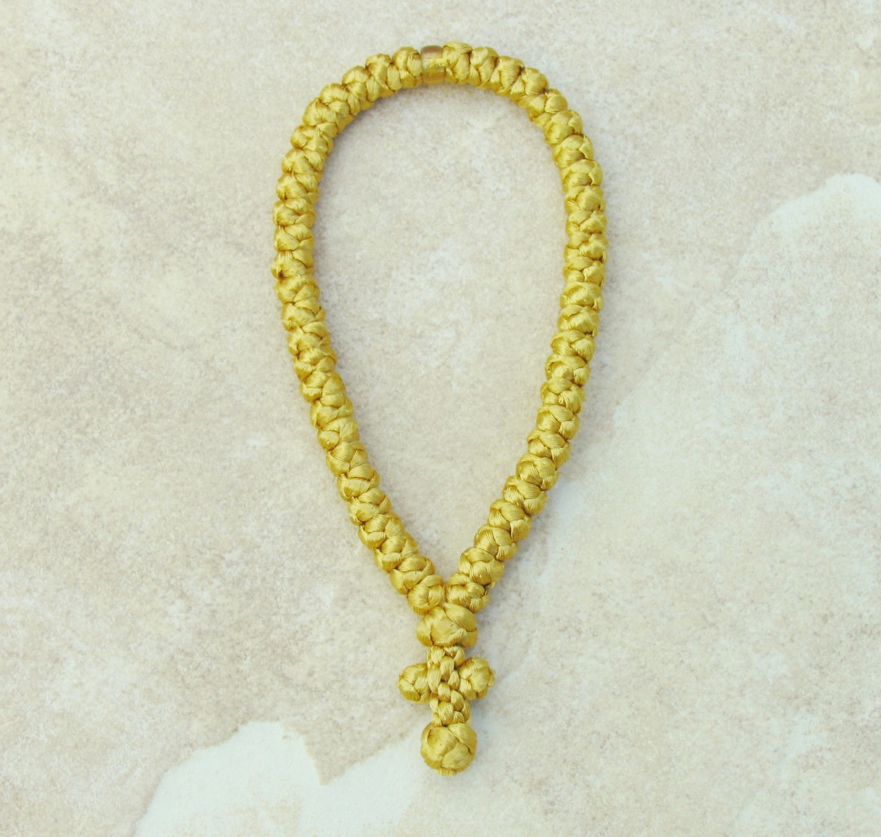 50-Knot Greek Prayer Rope - Gold Satin - St. Paisius Monastery Gift Shop