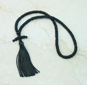 100-knot Russian Prayer Rope - Satin with Black Beads - St. Paisius ...
