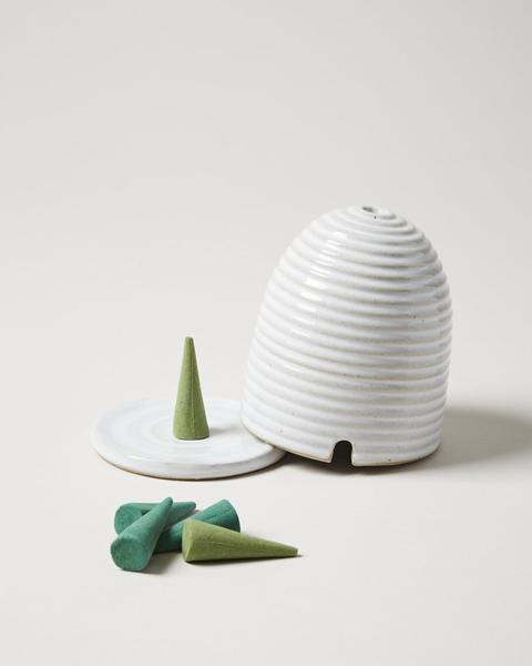 Stoneware Beehive Buzz Off Burner Smoker with Citronella Incense Cones ...