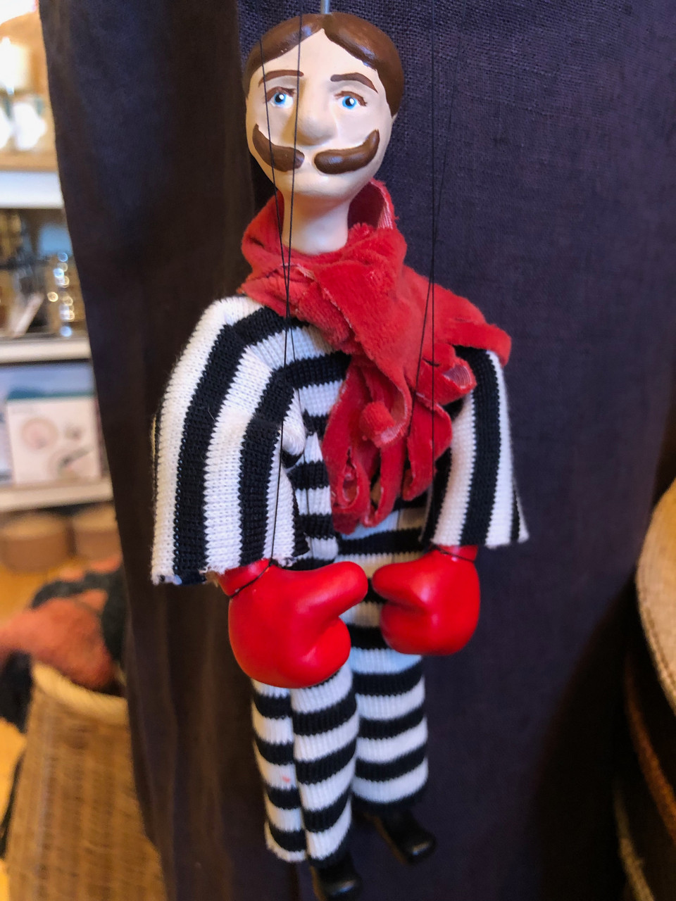 Marionette Puppet Mustache Man in Boxing Gloves - THE BEACH PLUM COMPANY