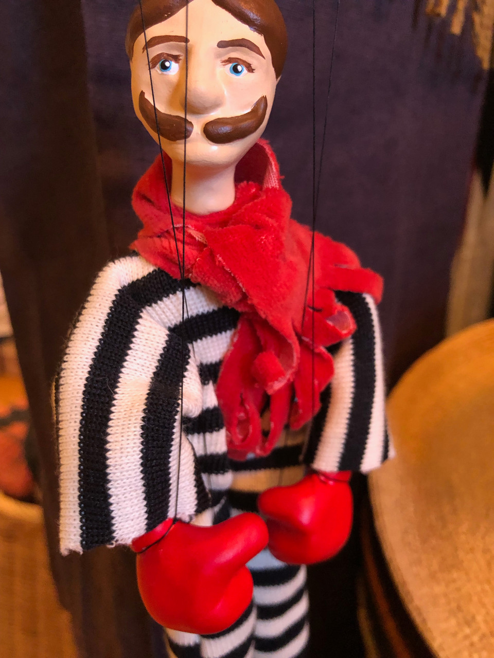 Marionette Puppet Mustache Man in Boxing Gloves - THE BEACH PLUM COMPANY