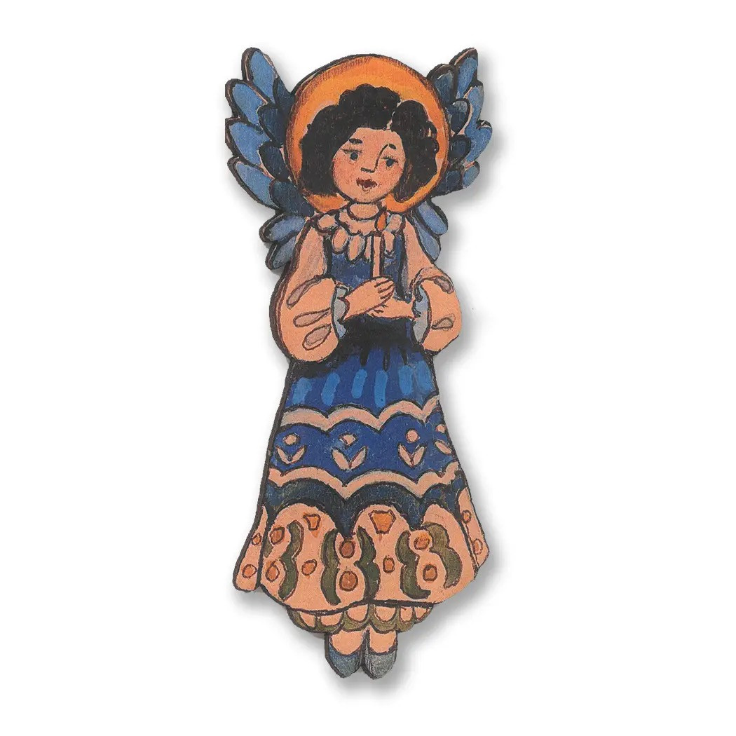 Scandinavian Blue Christmas Angel Cut Out Wooden Ornament Baltic Birch ...