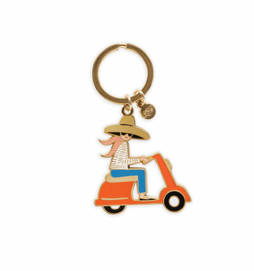 Girl on Scooter Moped Keychain - THE BEACH PLUM COMPANY