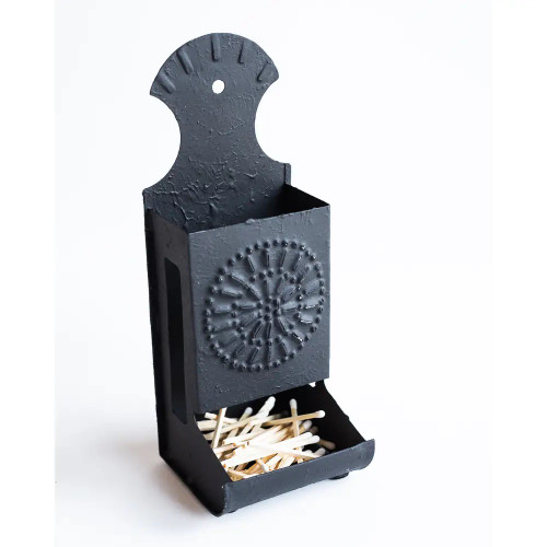 Old Fashioned Style Metal Match Stick Matchbox Holder with Black Finish ...