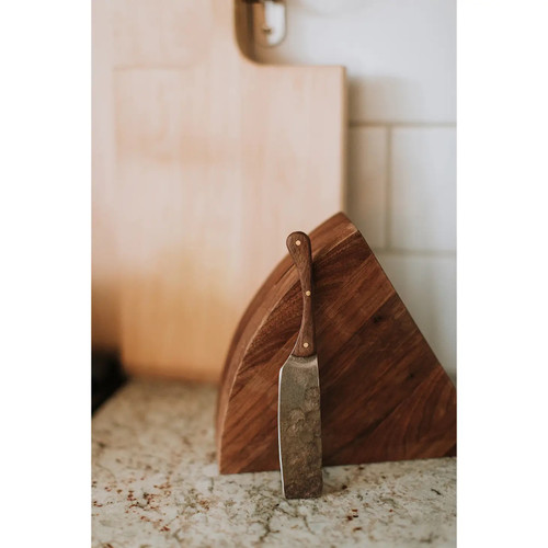 Cheese Wedge Block with Hand Forged Cheese Knife in WALNUT - THE BEACH ...